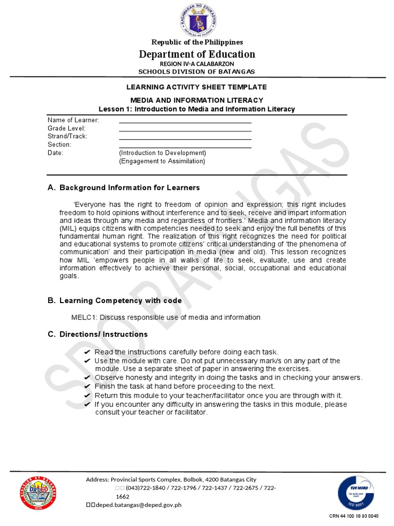 Department of Education: Republic of The Philippines | PDF ...