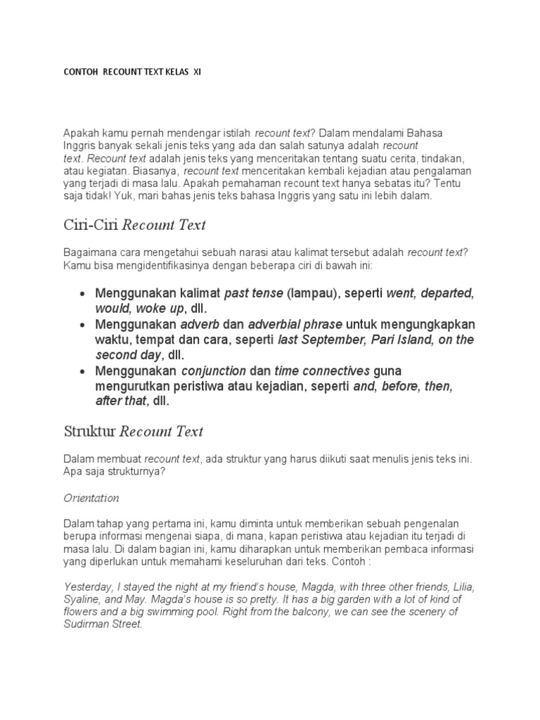 Contoh Recount Text | PDF