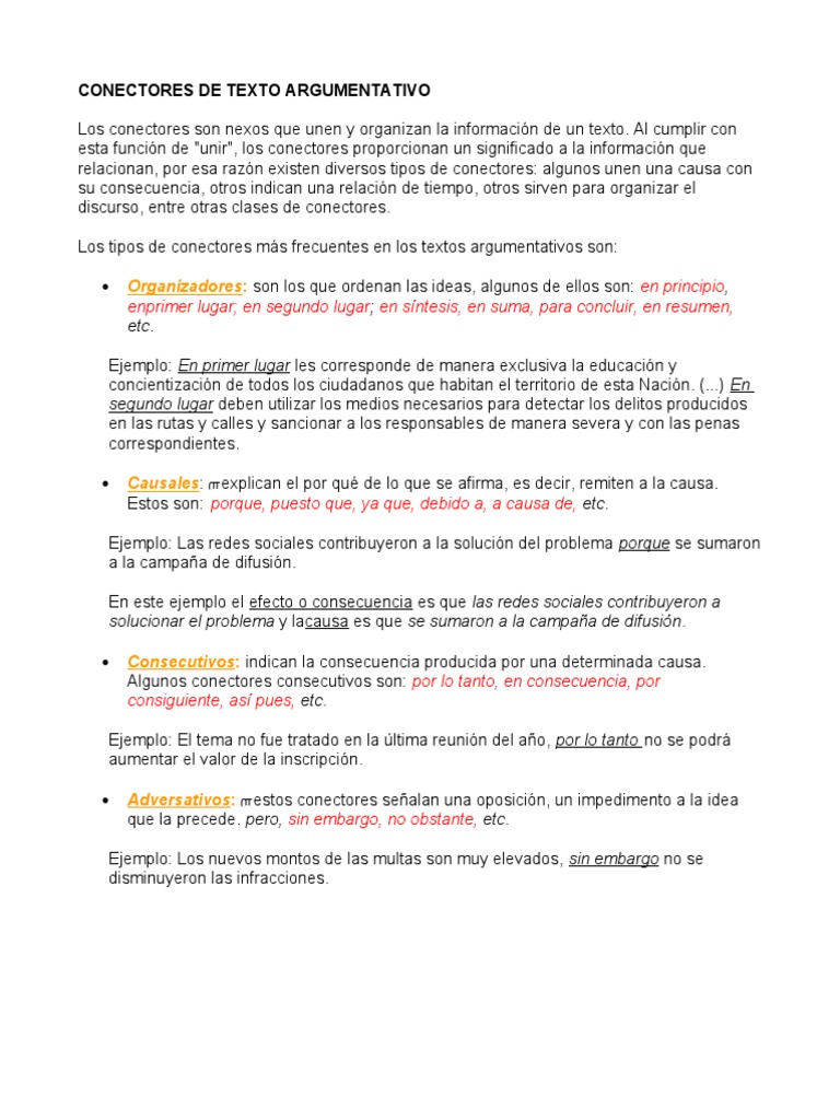 Conectores Texto Argumentativo | PDF | Razón | Verdad