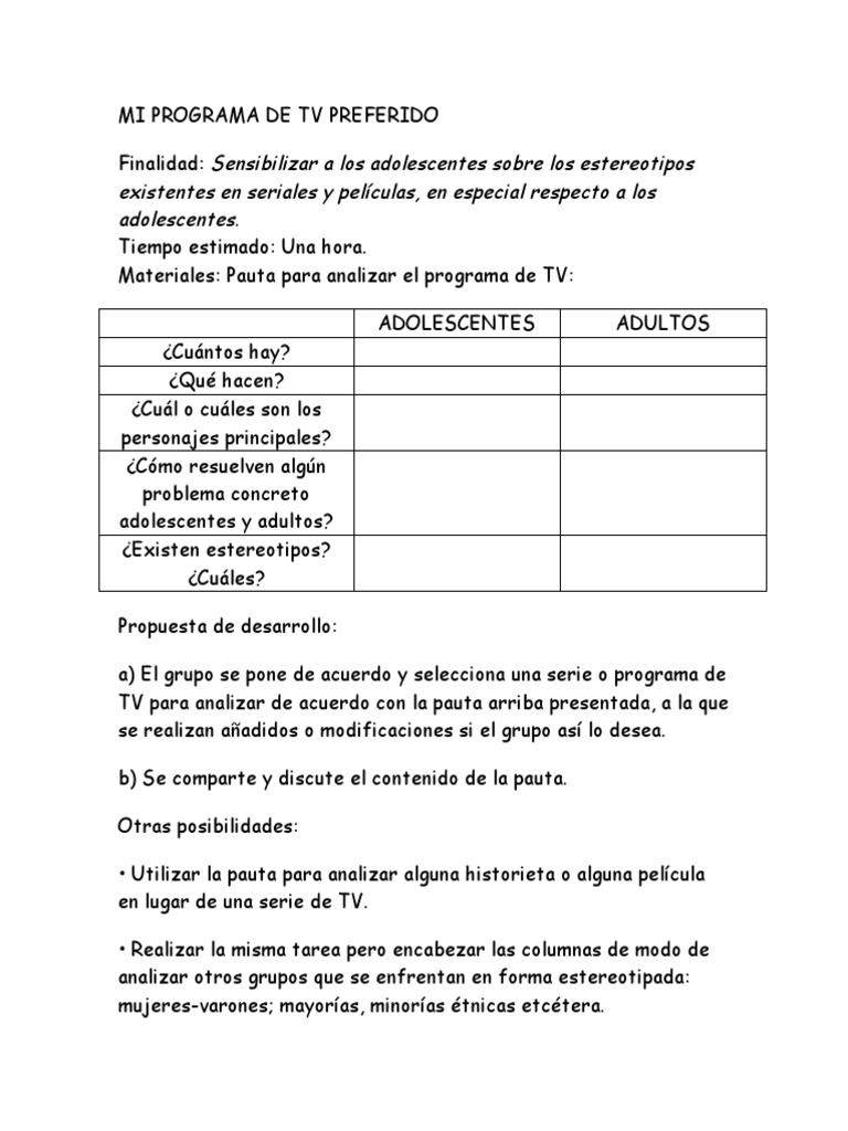 Mi Programa de TV Preferido 1 | PDF