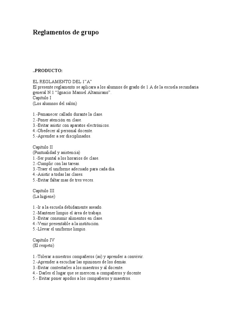 Reglamentos De Grupo Pdf