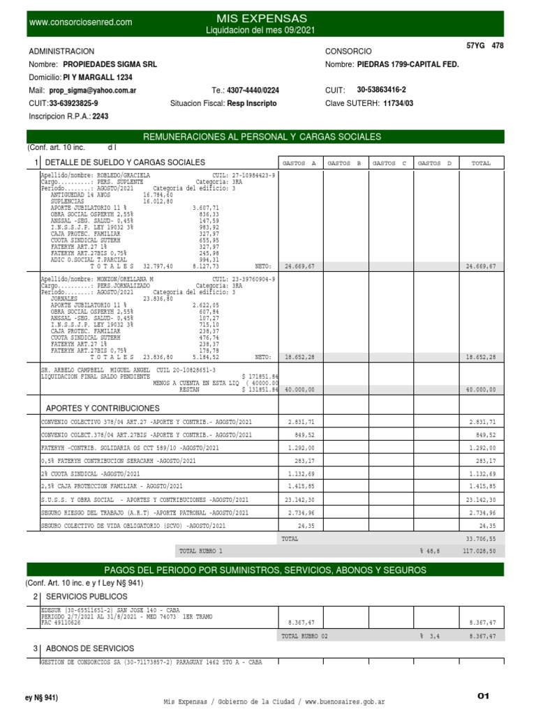 Expensas Octubre | PDF