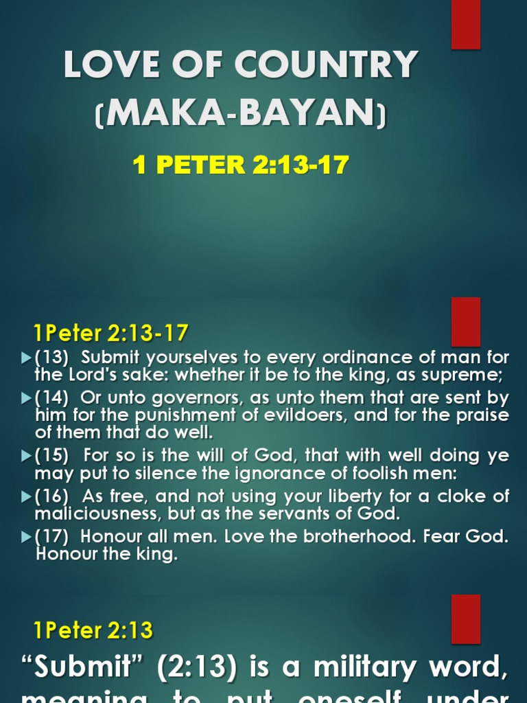 Lesson 2.3 LOVE OF COUNTRY MAKA BAYAN Powerpoint | PDF | Obedience ...
