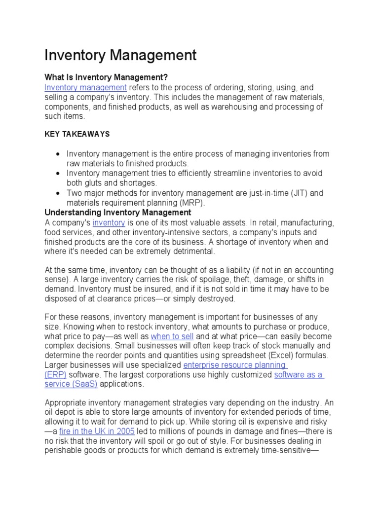 What Is Inventory Management? | PDF | Inventory | Business Economics