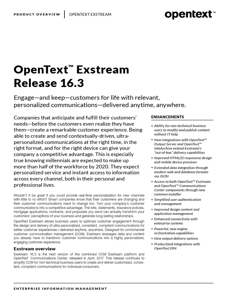 Opentext Exstream 16 3 Product Overview | PDF | Cloud Computing | World ...