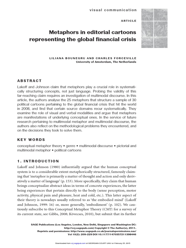Metaphors in Editorial Cartoons Representing The Global Financial ...