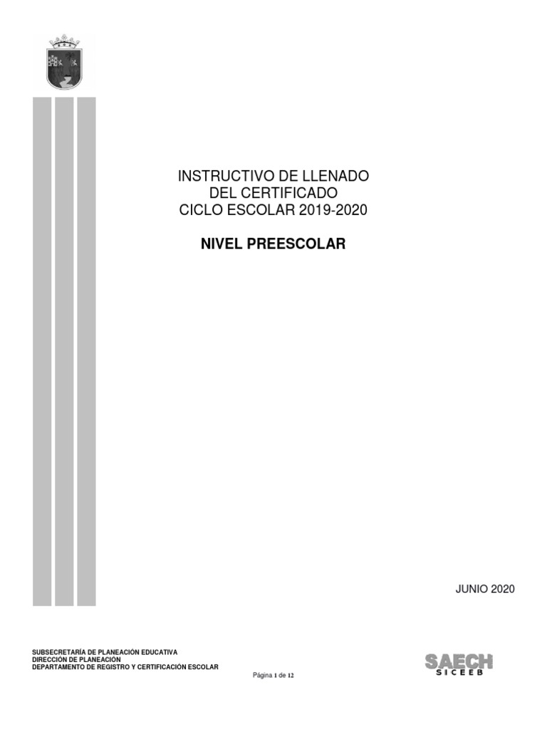 Instructivo Certificado Preescolar 2019-20 | PDF | Certificado de ...