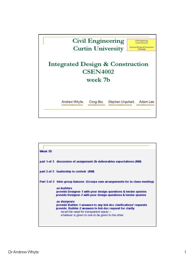 Civil Engineering Curtin University Integrated Design & Construction ...