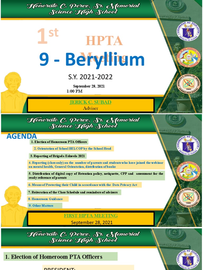 HPTA Meeting Agenda and Updates 2021 | PDF | Learning | Monitoring And ...