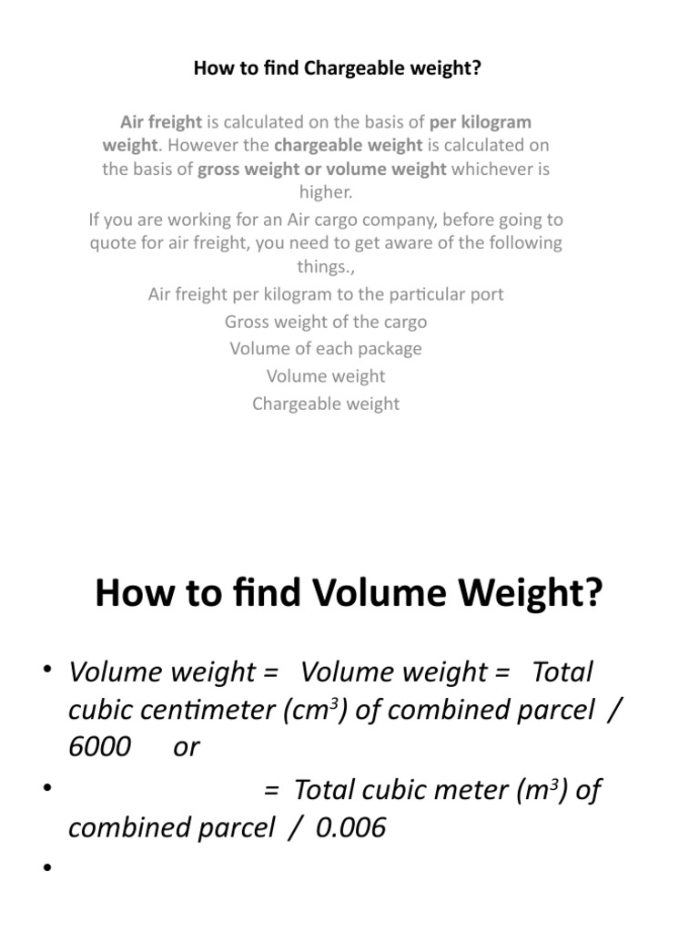 How To Find Chargeable Weight? | PDF
