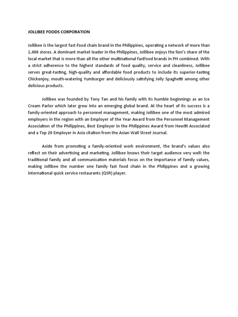 What Is Jollibee Foods Corporation | PDF