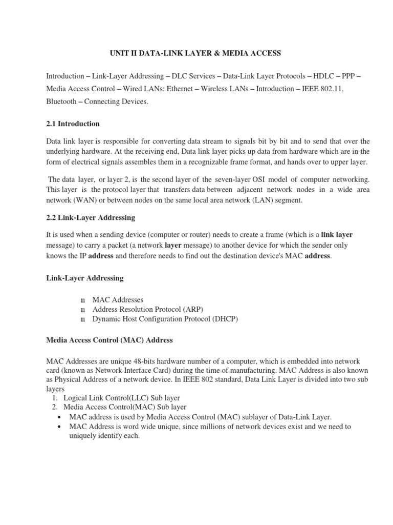 Cs8591 CN Unit2 | PDF | Ethernet | Computer Network