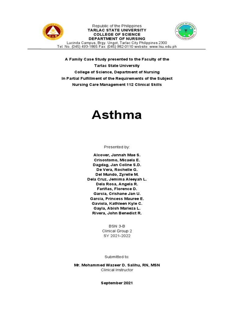 BSN 3 B Group 2 Case Study Asthma | PDF | Medical Specialties | Clinical Medicine