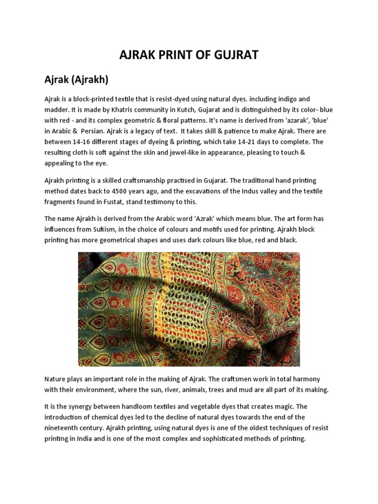 Ajrak Print of Gujrat | PDF | Dye | Textiles
