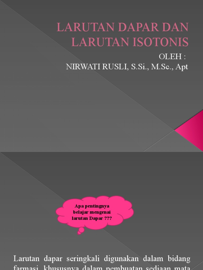 Larutan Dapar dan Isotonis dalam Farmasi | PDF
