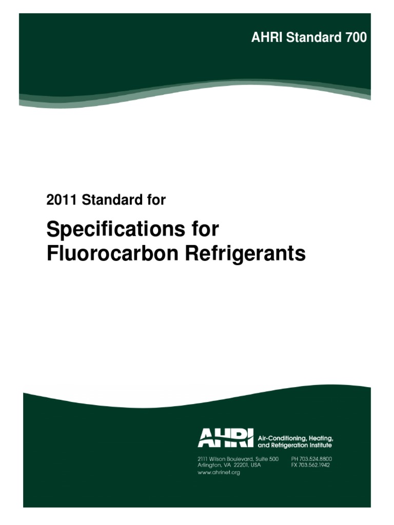 AHRI Standard 700 - 2011 | PDF | Gas Chromatography | Phase (Matter)