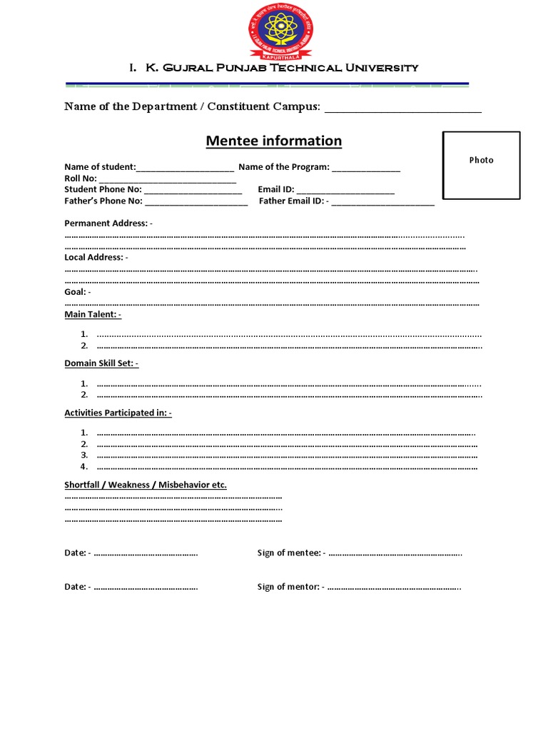 Mentee Information Form | PDF