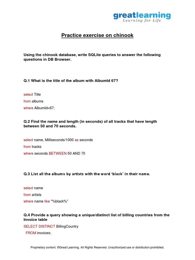 Practice Exercise On Chinook Part-1 Solution | PDF | Data Management ...