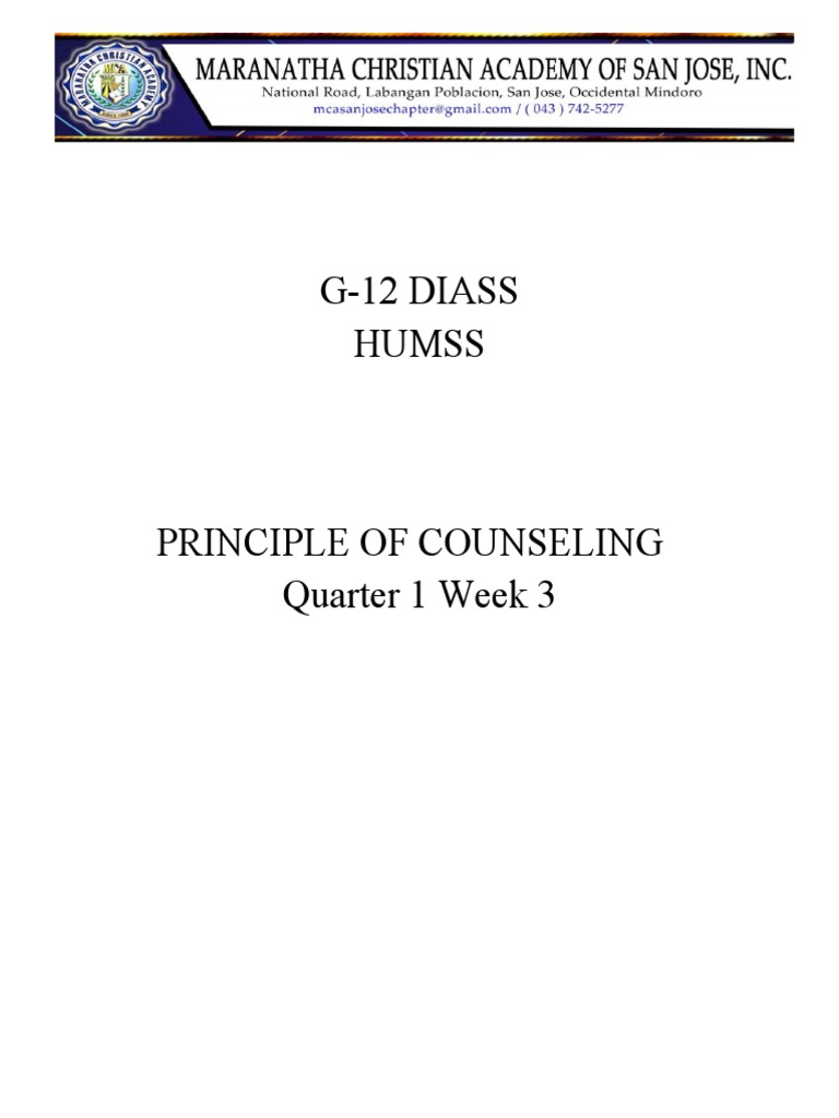 Module 3 Principles of Counseling | PDF | Psychotherapy | Counseling ...