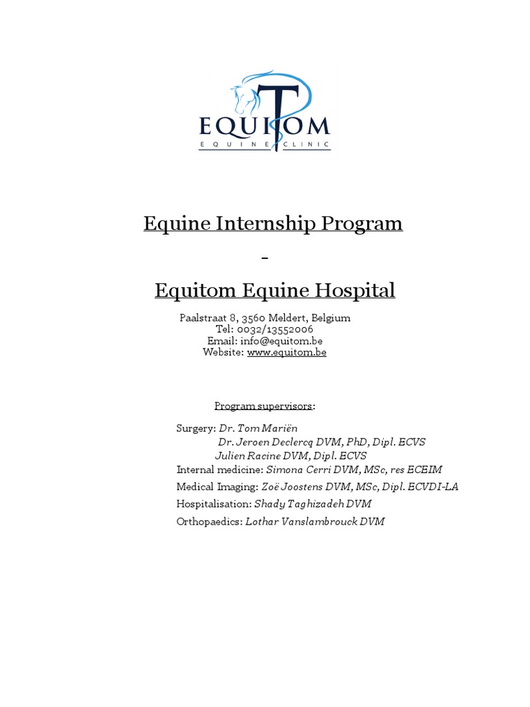 Equine Internship Program - Equitom Equine Hospital | PDF | Surgery ...