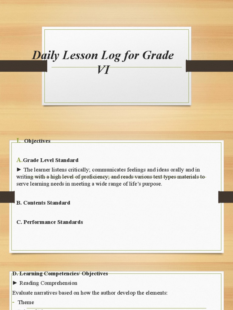 Grade 6 Daily Lesson Log: Narrative Evaluation | PDF | Reading ...