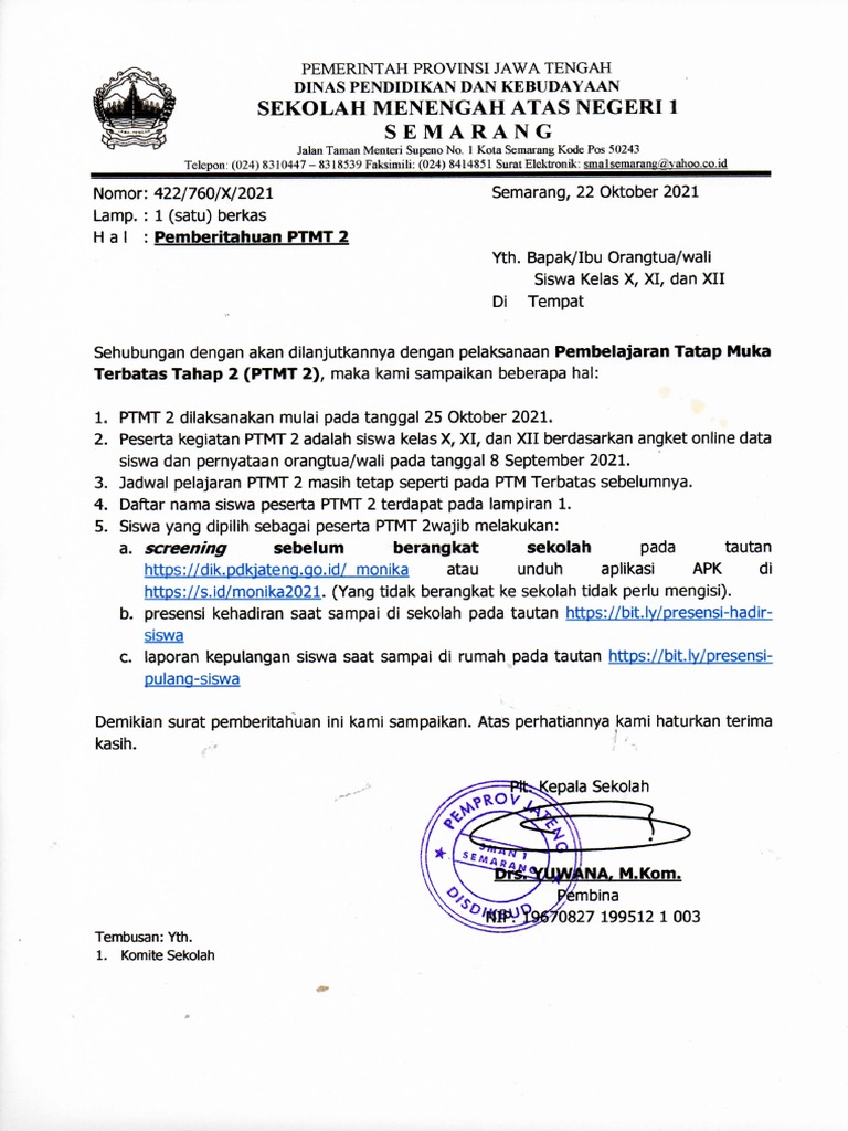 Surat Edaran PTMT 2+lamp | PDF