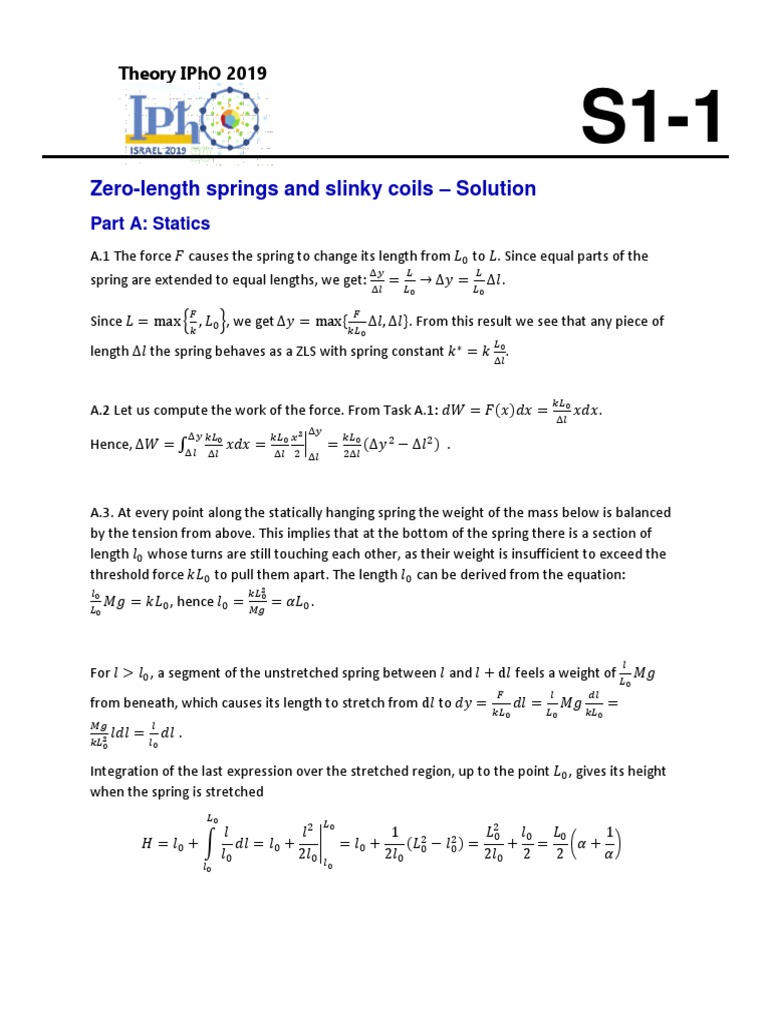 Zero-Length Springs and Slinky Coils - Solution: Part A: Statics | PDF ...