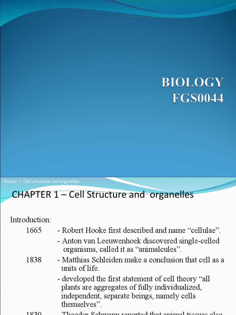 Chapter 1 - Cell Structure and Organelles | PDF | Cell (Biology) | Cell ...