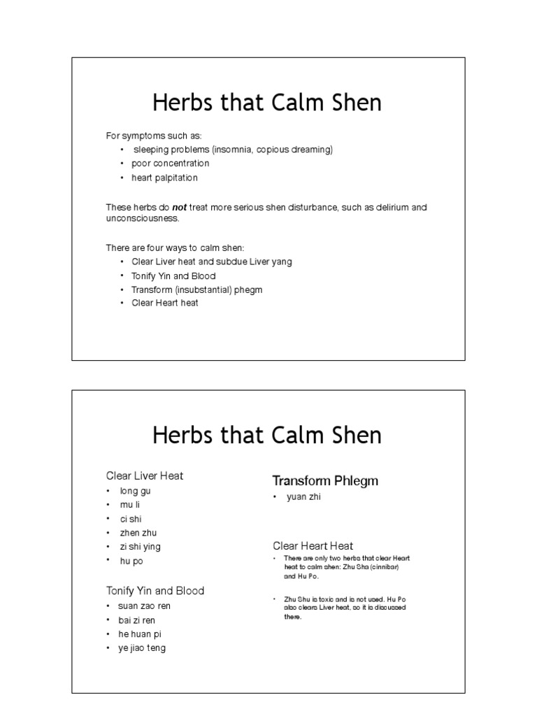 H307 Calm Shen | PDF | Medical Specialties | Clinical Medicine