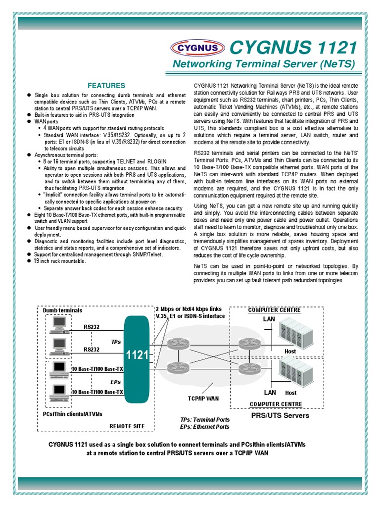 Cygnus: Networking Terminal Server (Nets) | PDF | Computer Terminal ...