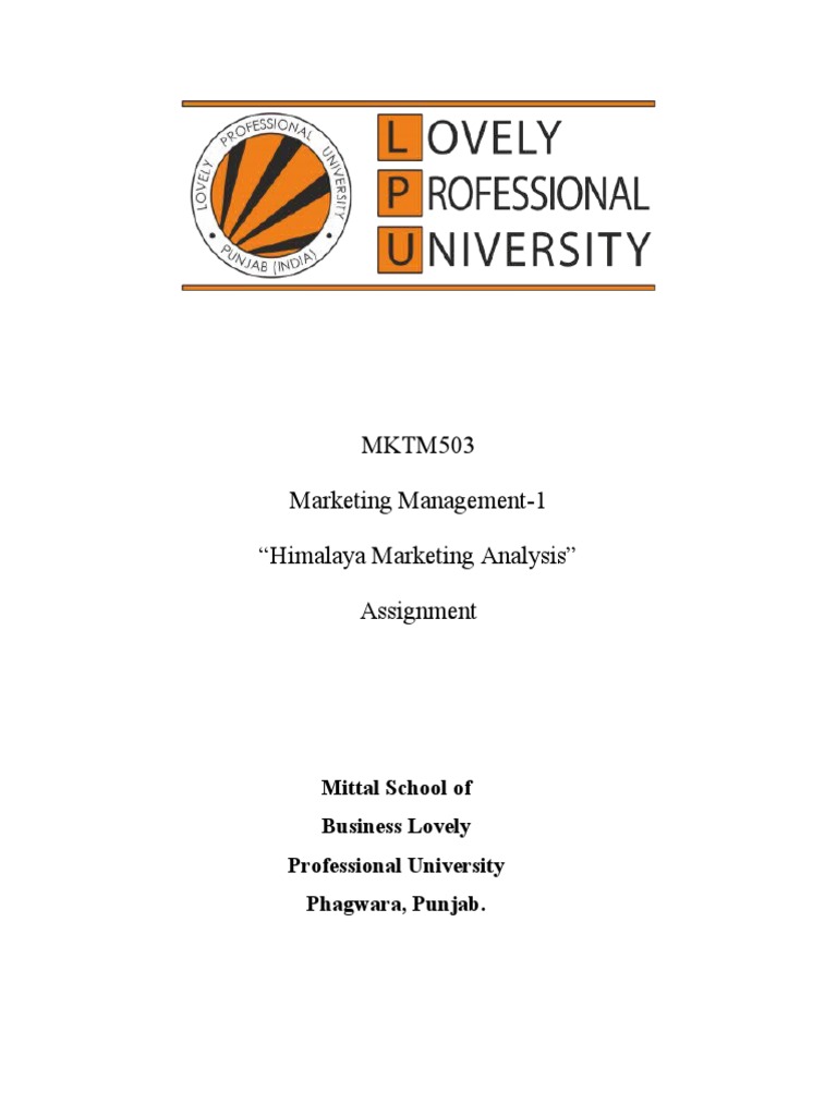 MKTM503 Marketing Management-1 "Himalaya Marketing Analysis" Assignment ...