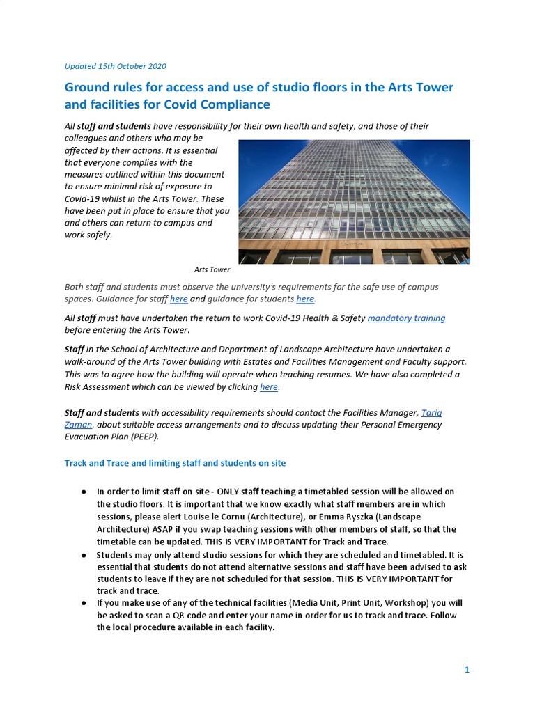 Ground Rules For Access and Use of Studio Floors in The Arts Tower For ...