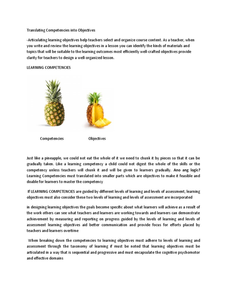 Translating Competencies Into Objectives | PDF | Competence (Human ...