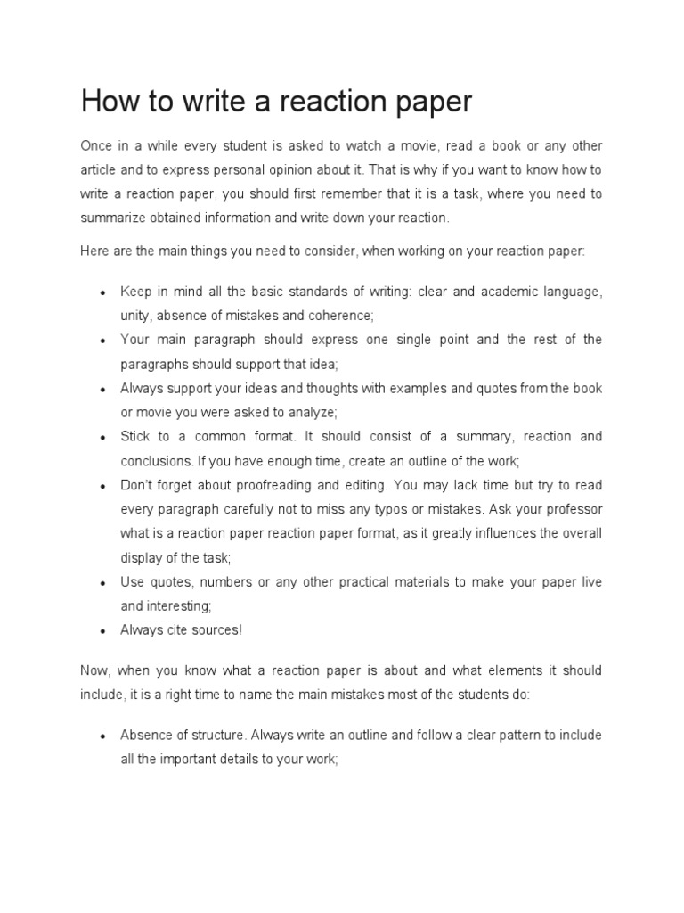 How To Write A Reaction Paper | PDF | Books | Communication