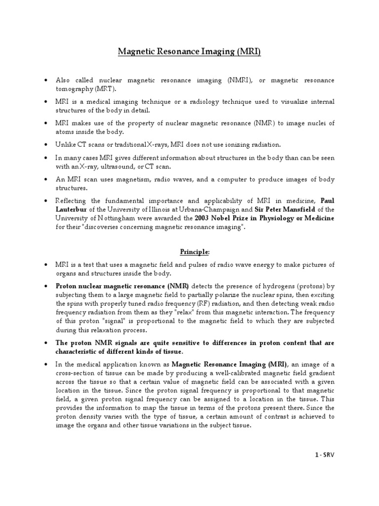 MRI Explained: A Guide to Magnetic Resonance Imaging | PDF | Magnetic ...
