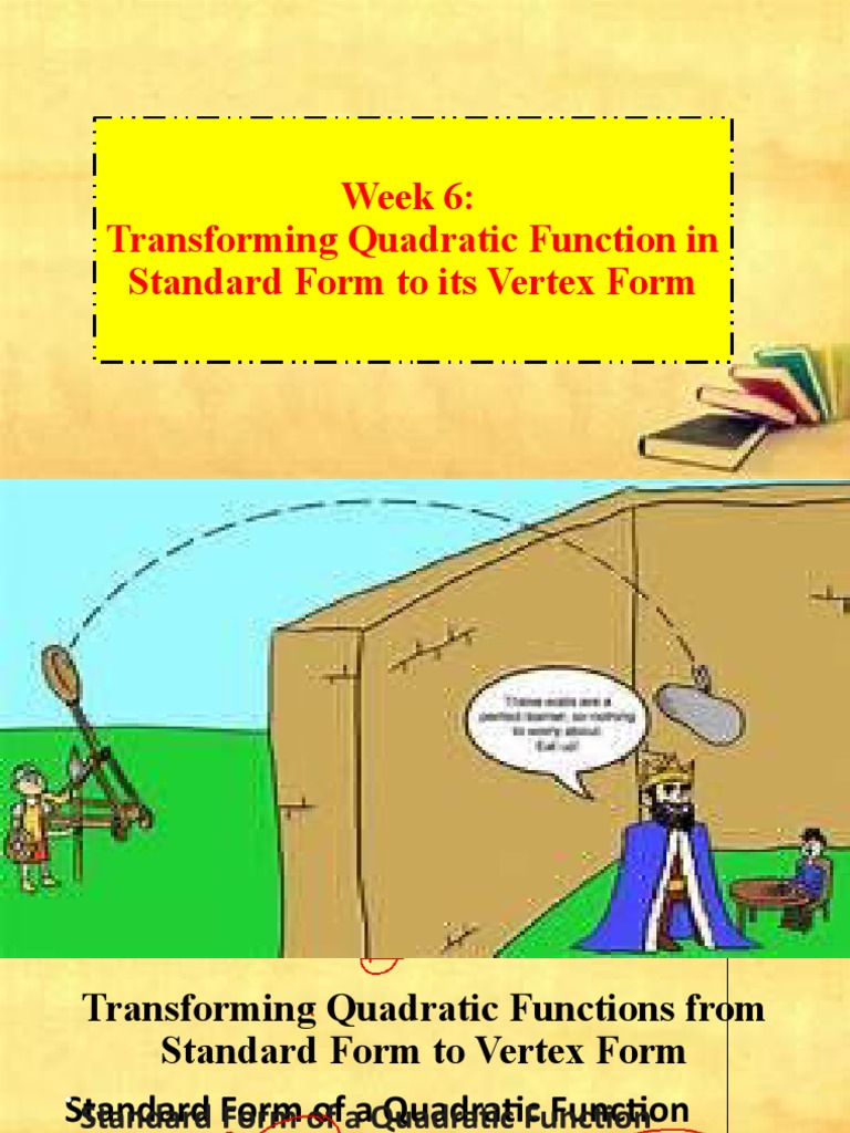Week 6 Transforming Quadratic Function In Standard Form To Its Vertex