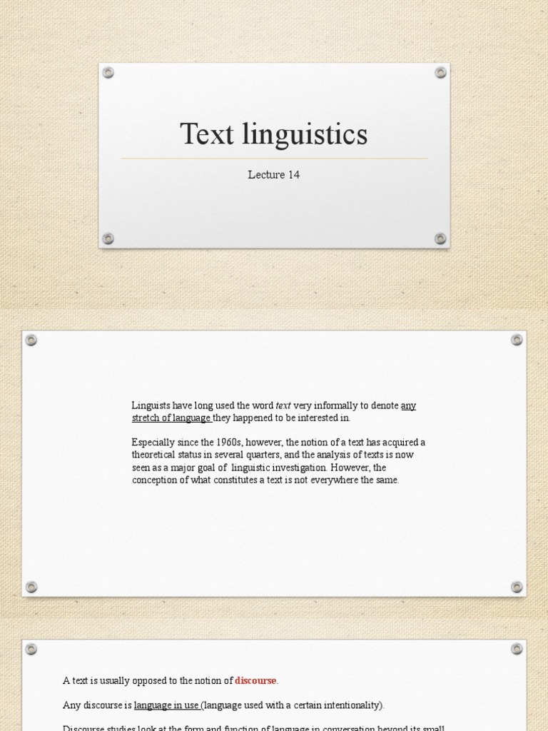 Lecture - 14 - Text Linguistics | PDF | Adverb | Linguistics