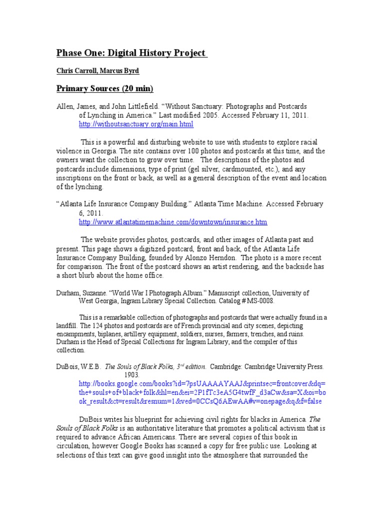 Phase One: Digital History Project: Primary Sources (20 Min) | Download ...