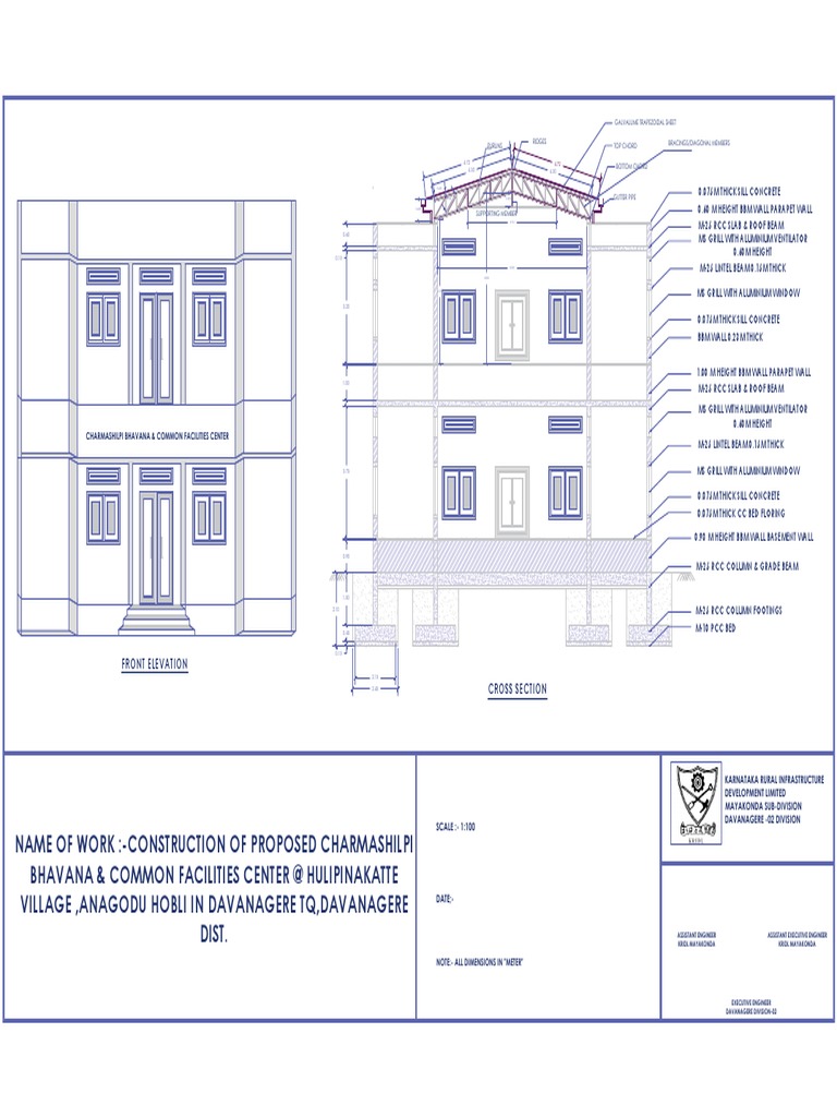 Lidkar Samudaya Bavana CS & Elevation | PDF | Building Technology ...