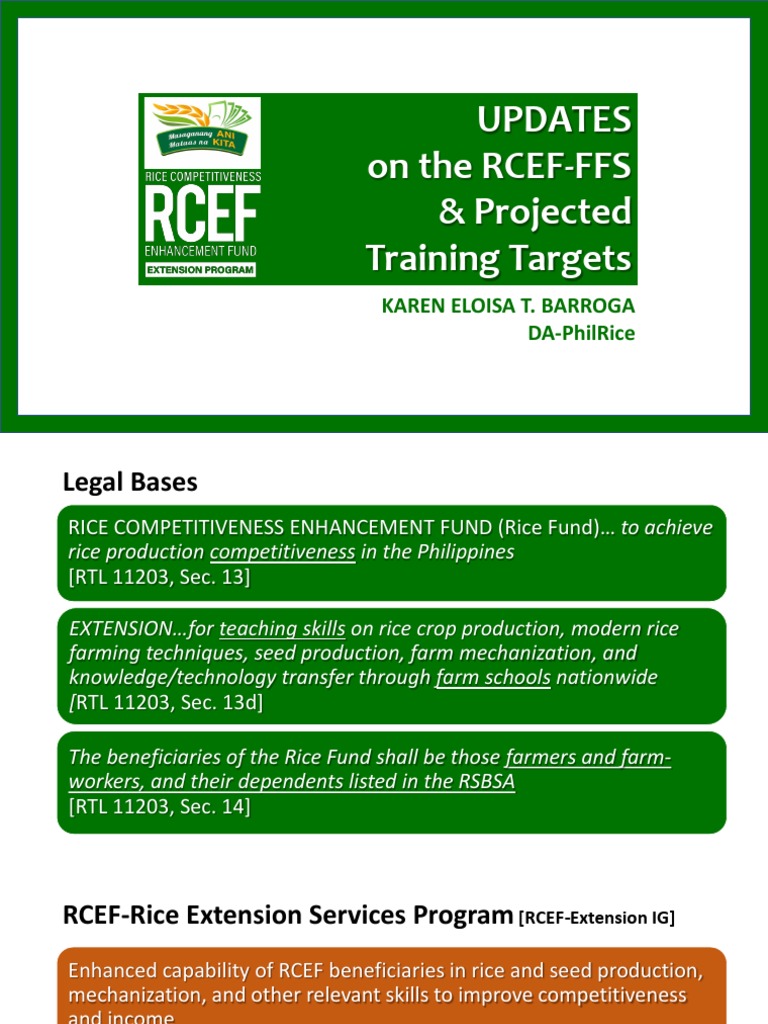 Updates On Rcef-Ffs | PDF | Rice | Farms
