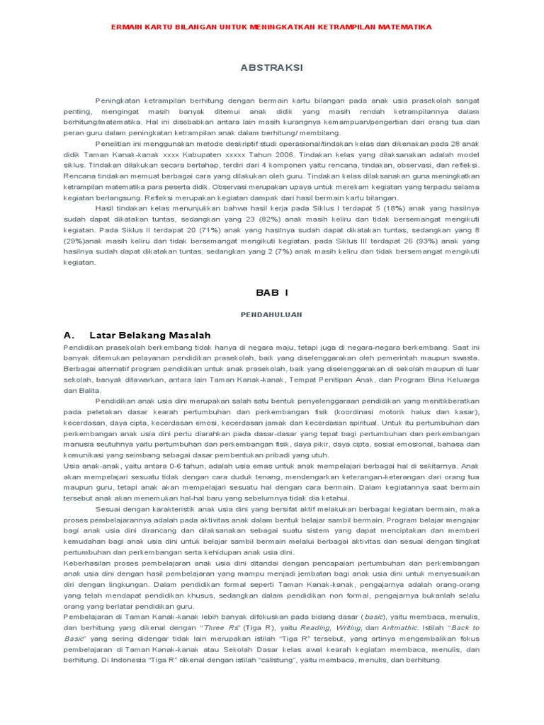Contoh PTK Bermain | PDF