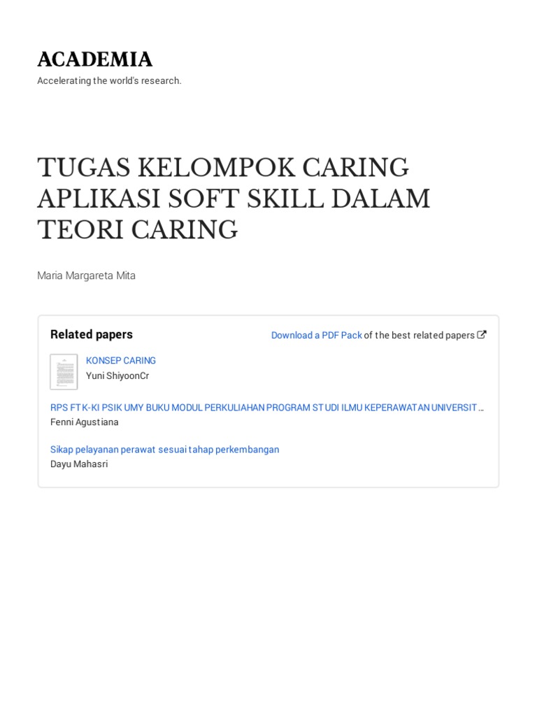 Tugas Caring Kelompok 4 - Aplikasi Soft Skill Pada Teori Simone Roach ...