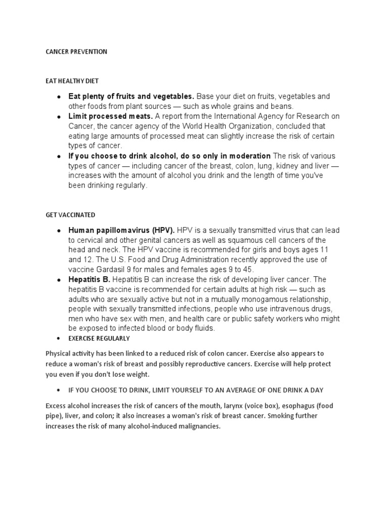 Cancer Prevention | PDF