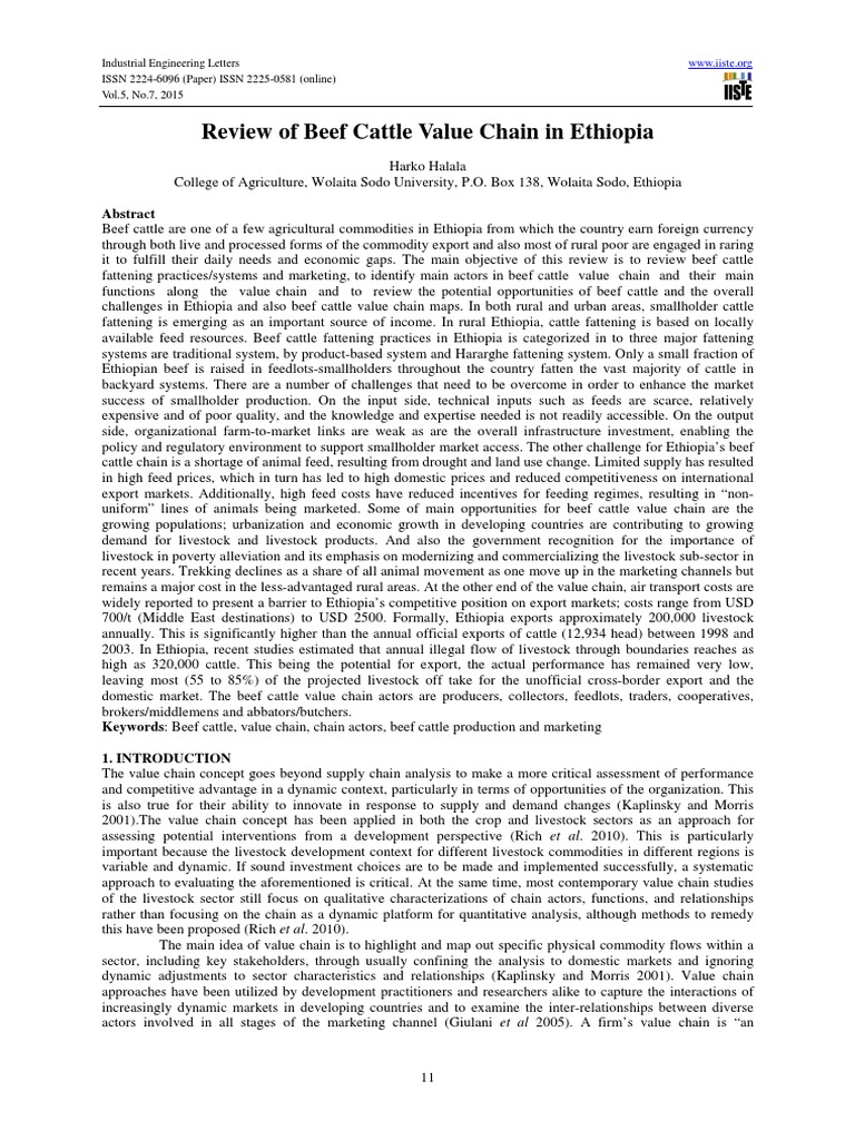 Review of Beef Cattle Value Chain in Ethiopia | PDF | Livestock ...