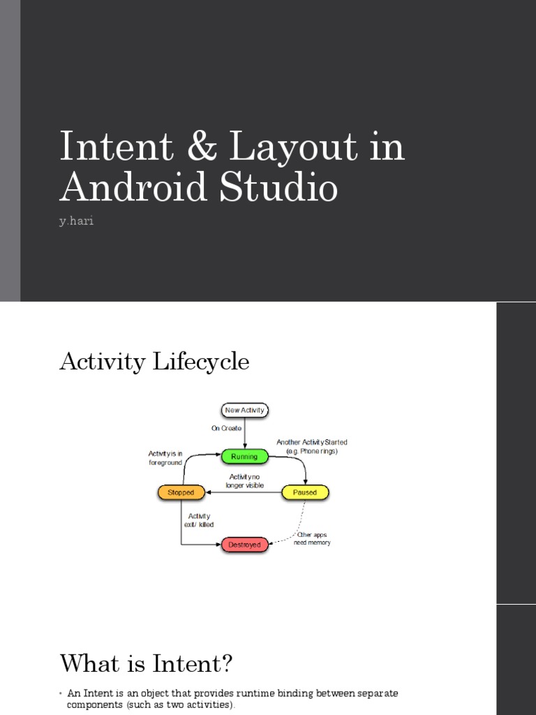 Intent & Layout in Android Studio: Y.hari | PDF | Icon (Computing) | World Wide Web