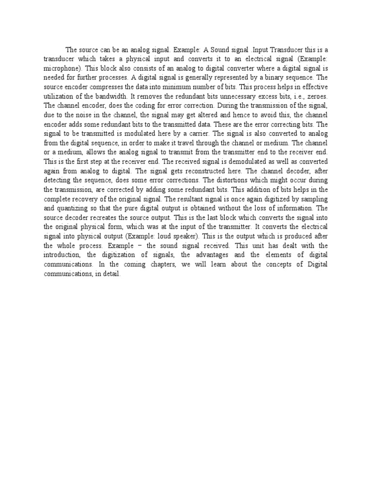 Block Diagram of Digital Communication System | PDF