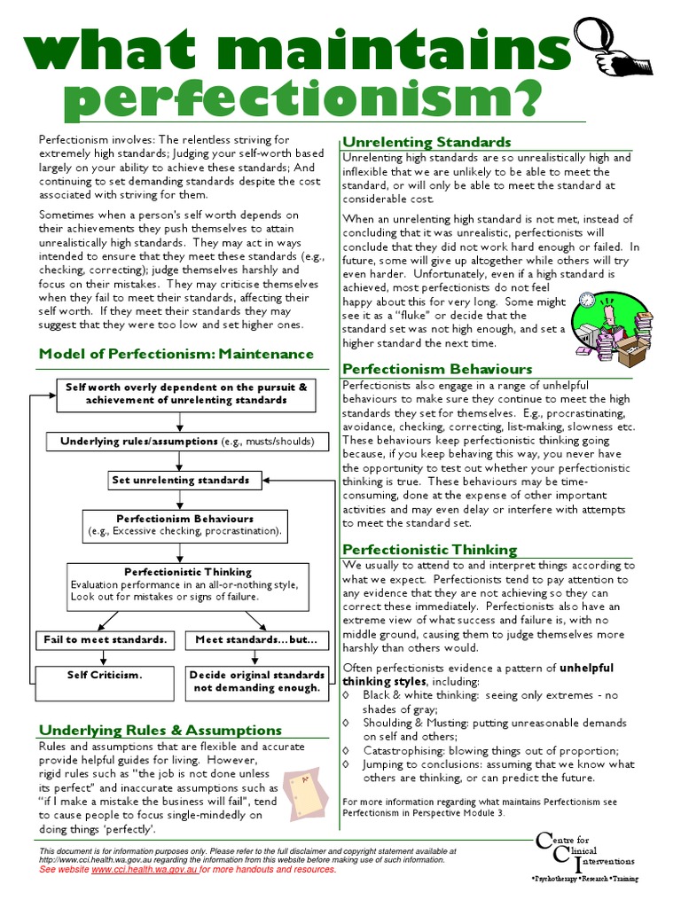Perfectionism Information Sheet - 02 - What Maintains Perfectionism ...