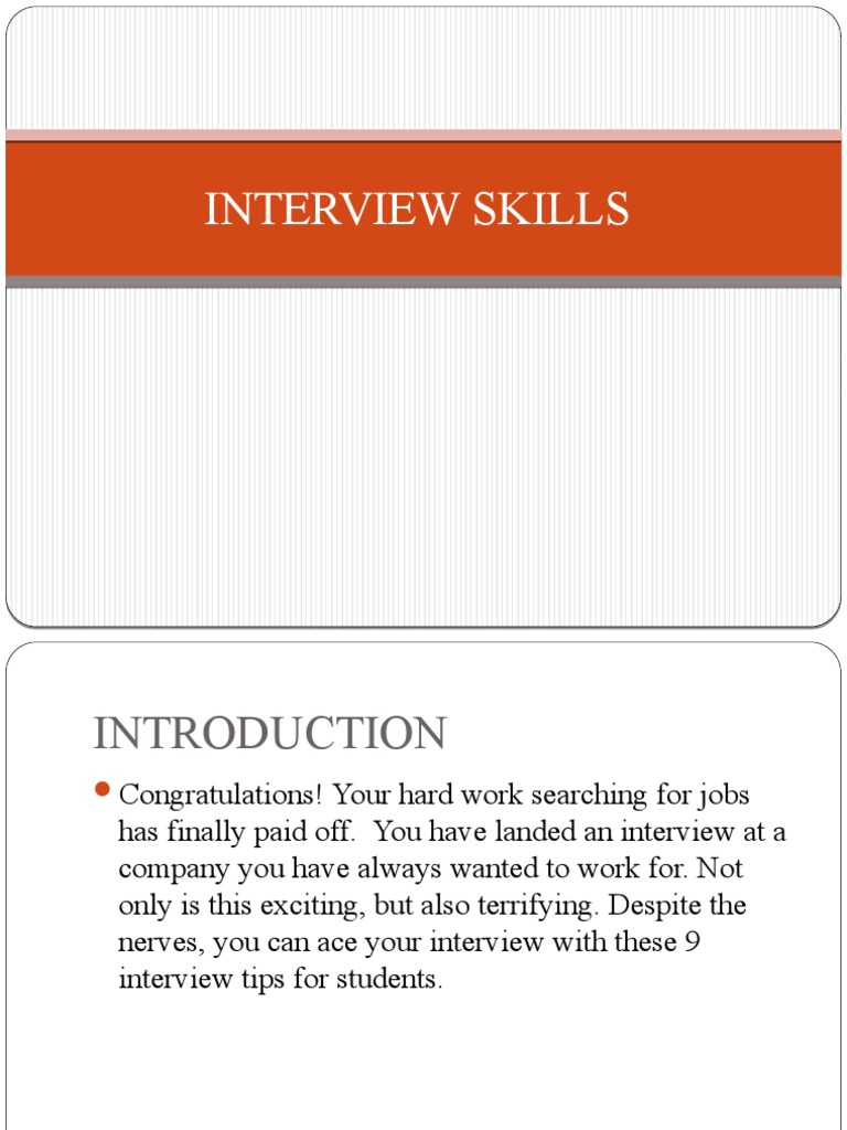 Interview Skills | PDF | Interview | Résumé