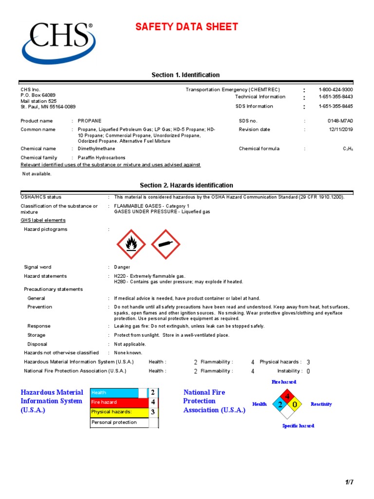 MSDS PROPANE - Nov | PDF | Propane | Firefighting