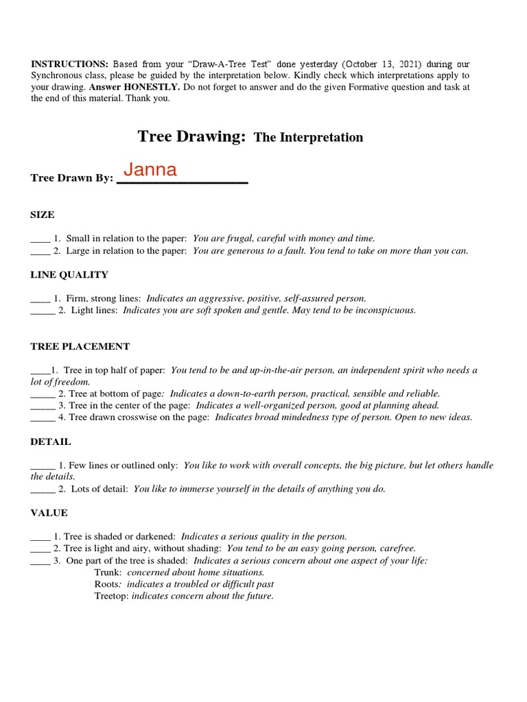 Understanding Yourself Through Your Tree Drawing: An Analysis of ...